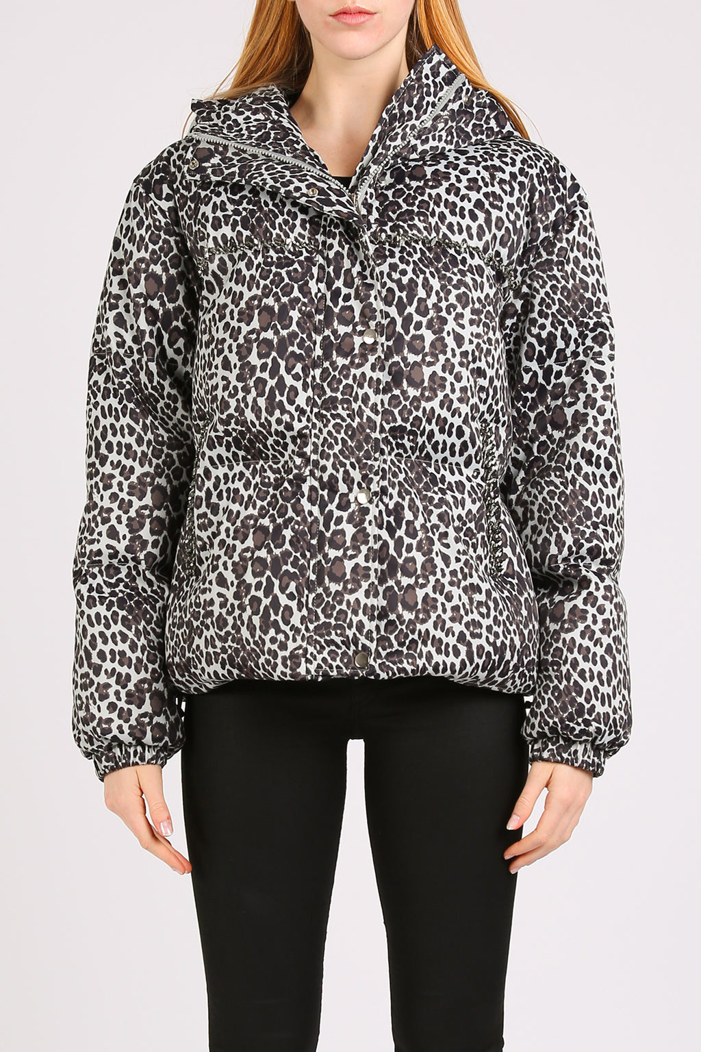 Gwendy Embellished Trim Leopard Printed Puffy Winter Jacket | Shop ...